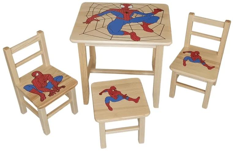 Drew-mix Dětský stůl ze dřeva se židličkami Spiderman Vzor 24