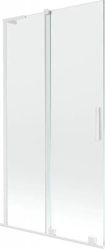 Mexen Velar L, 2-křídlová posuvná vanová zástěna 100 x 150 cm, 8mm čiré sklo, bílý profil, 896-100-003-01-20