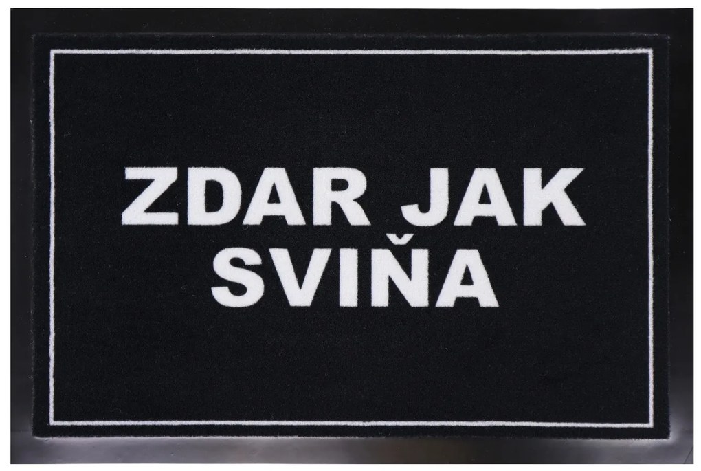 Mercury Flooring, Rohožka Zdar jak sviňa 40x60 cm - na ven i na doma, 40x60, černá