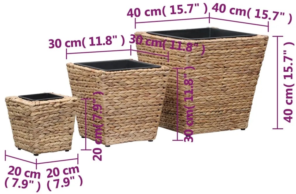 vidaXL Marketos Vyvýšené záhony 3 ks vodní hyacint