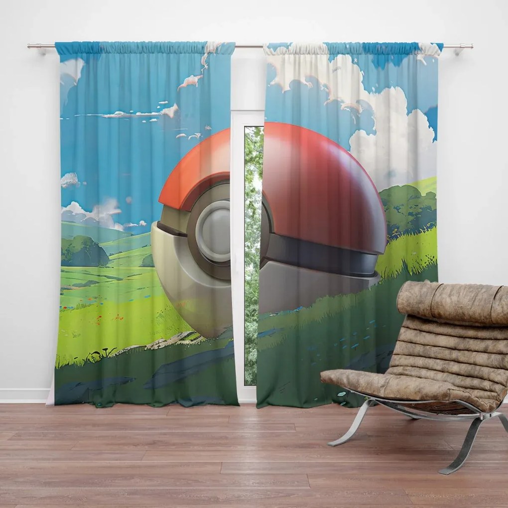 Sablio Závěs Pokemon ball Krajina: 2ks 140x250cm