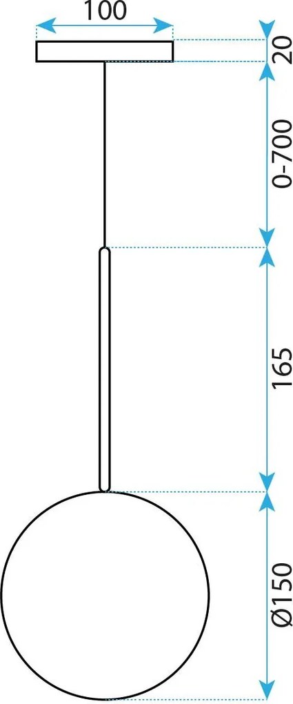 Toolight Rea, Skleněné kulové závěsné stropní svítidlo 15cm APP1680-1CP, OSW-04300