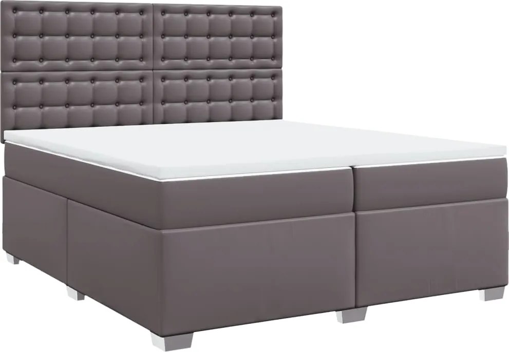 Box spring postel s matrací šedá 200x200 cm umělá kůže 3290738