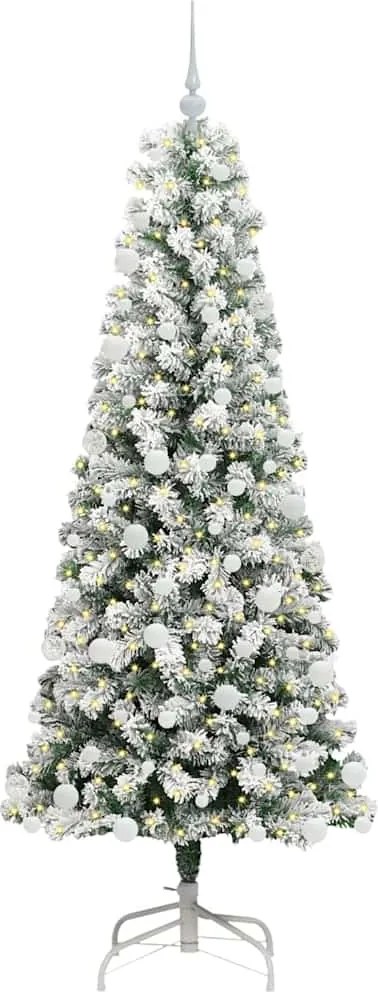 Umělý Skládací Vánoční Strom 300 LED Zelená a bílá 180 cm 3395598