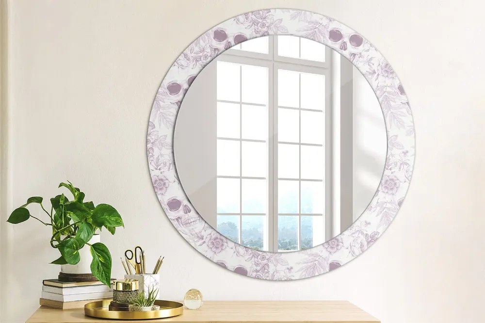 Kulaté dekorativní zrcadlo Lebky fi 70 cm