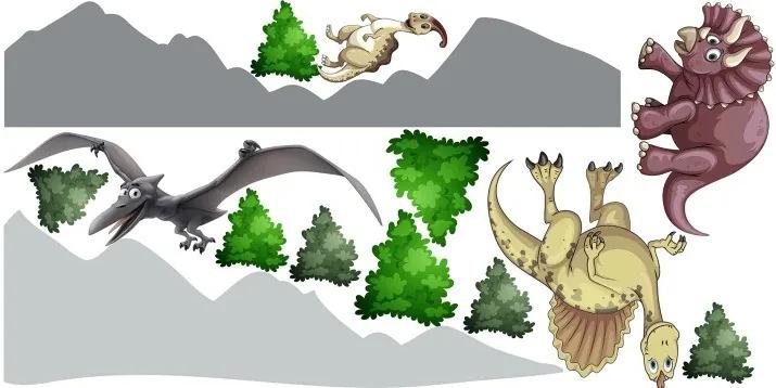 Nálepka na zeď dinosauři v přírodě 150 x 300 cm