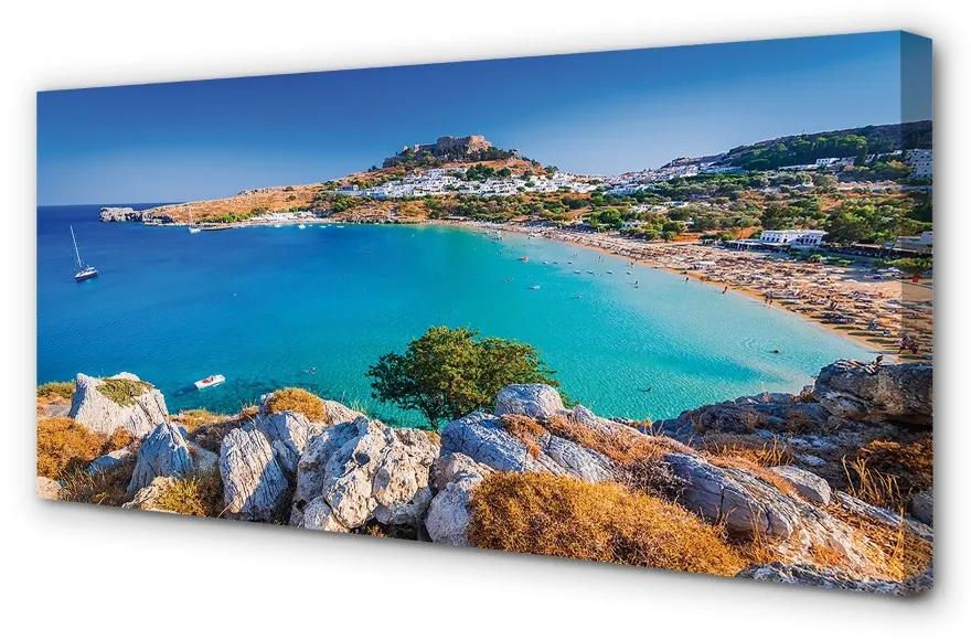 Obrazy na plátně Řecko pobřeží beach panorama 125x50 cm