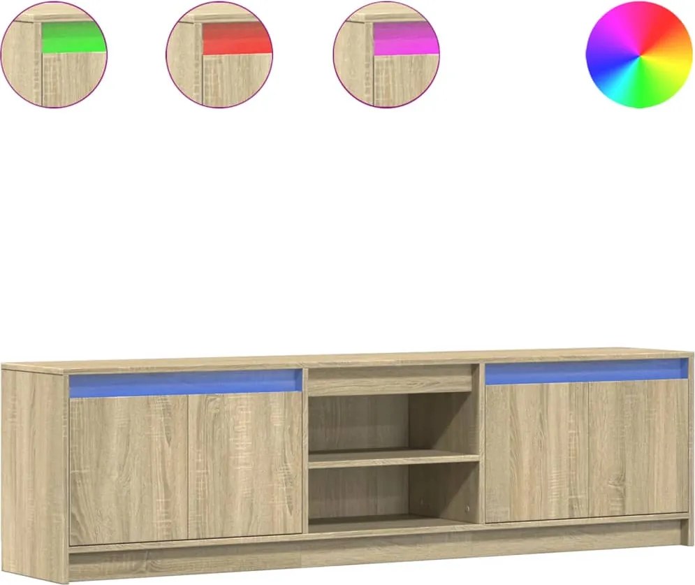 TV skříňka s LED dub sonoma 180 x 34 x 50 cm kompozitní dřevo 3307914