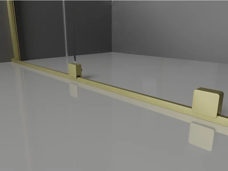Mexen Velar, sprchový kout s posuvnými dveřmi 140 x 70 cm, 8mm šedé sklo, zlatá matná, 871-140-070-41-55