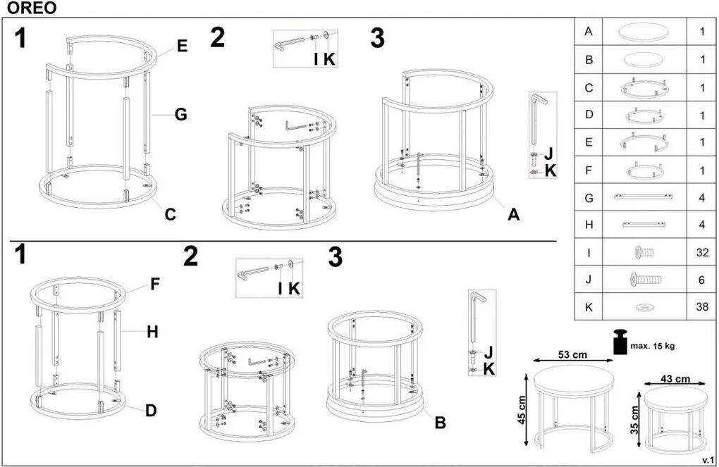 OREO sada dvou stolků dub San Remo / černé