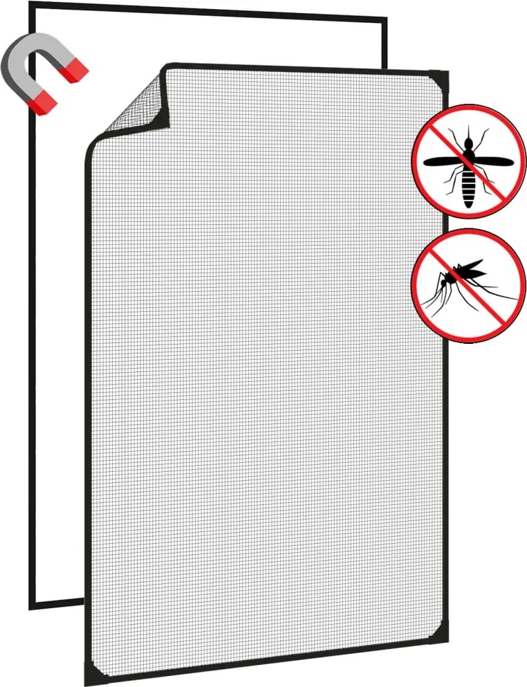Magnetická okenní síť proti hmyzu antracitová 80 x 120 cm 153850