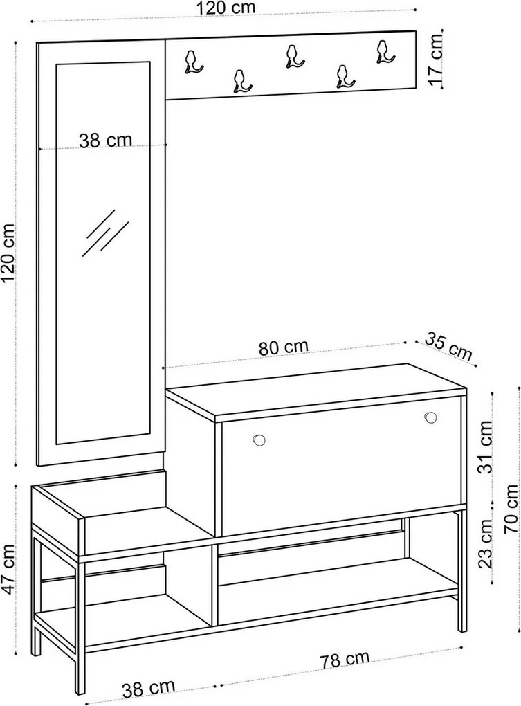 Předsíňová sestava Lopp Black and White