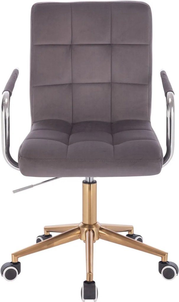 LuxuryForm DESIGN Otočná židle VERONA VELUR na zlaté podstavě s kolečky - tmavě šedá