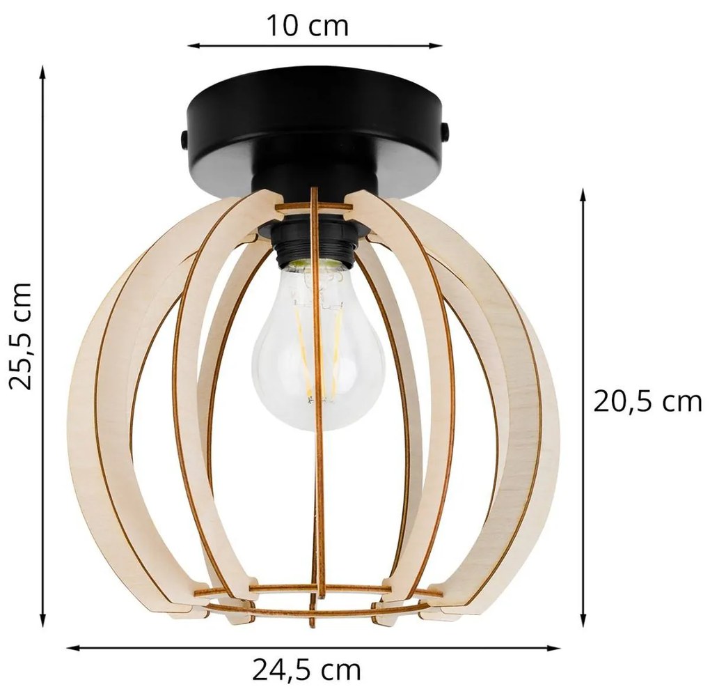 Stropní svítidlo Timber 9, 1x dřevěné stínítko, kb