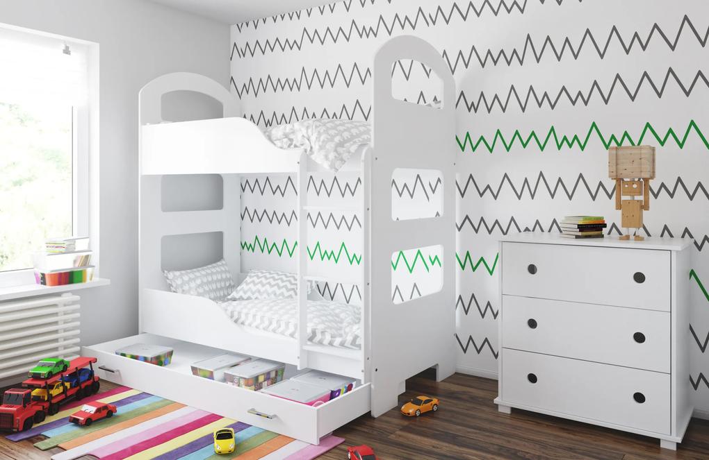 BabyBeds Dětská patrová postel HONZÍK 180x80 Barevné provedení: Šedá, Úložný prostor: Ano, s úložným prostorem