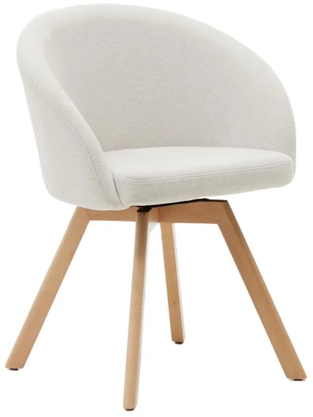Bílá čalouněná otočná jídelní židle Kave Home Marvin II.