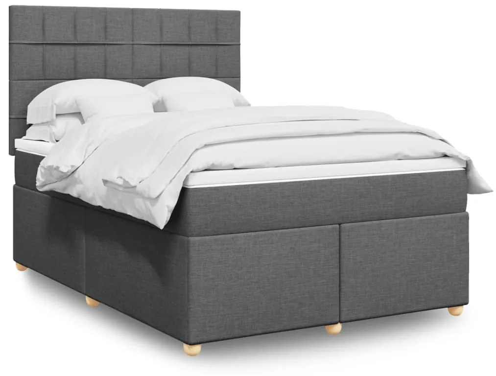 Box spring postel s matrací tmavě šedá 160x200 cm textil 3293632