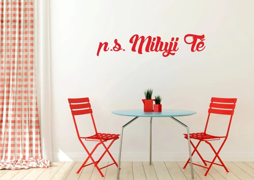 Samolepky na zeď - p.s. Miluji Tě 02 Barva: Oranžová, Velikost: 80x16 cm