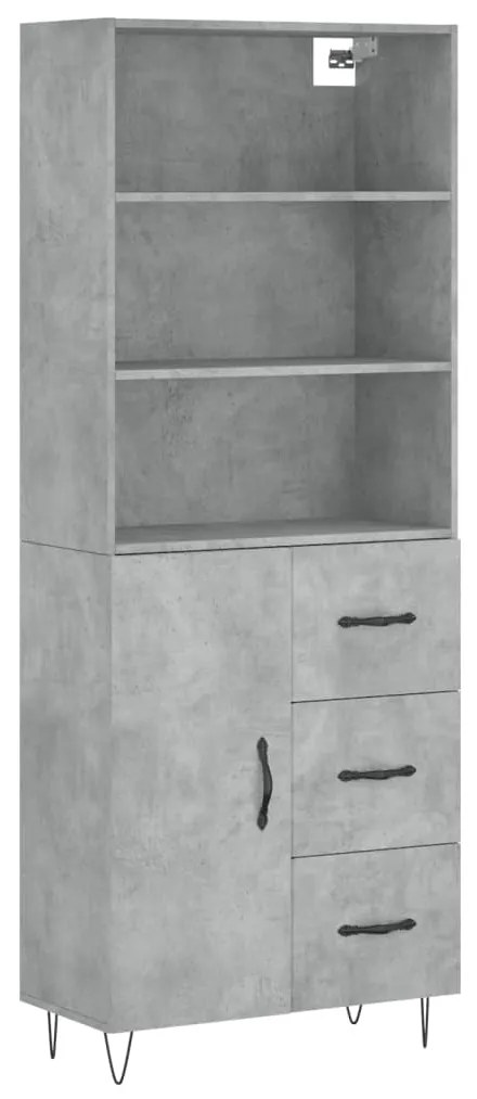 Skříň highboard betonově šedá 69,5x34x180 cm kompozitní dřevo,  3189441