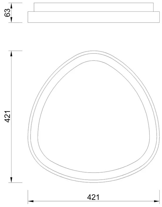 Mantra Niseko II, trojúhelníkové stropní svítidlo LED 38W, 2700-5000K, dálk. ovládání, imitace dřeva, 42x42cm