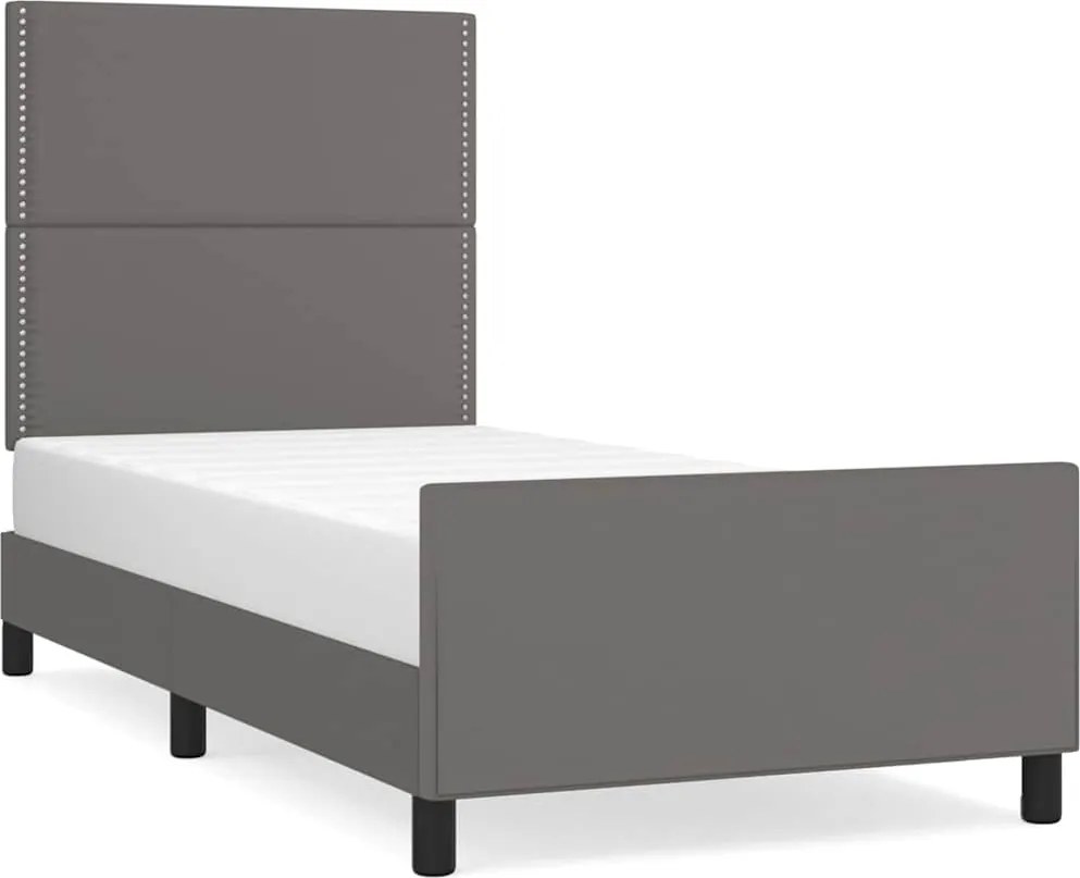 Rám postele s čelem šedý 100x200 cm umělá kůže 3125498