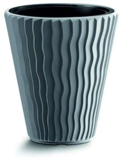 PROSPERPLAST Květináč - SANDY Průměr: 34,9 cm, Barva: šedá