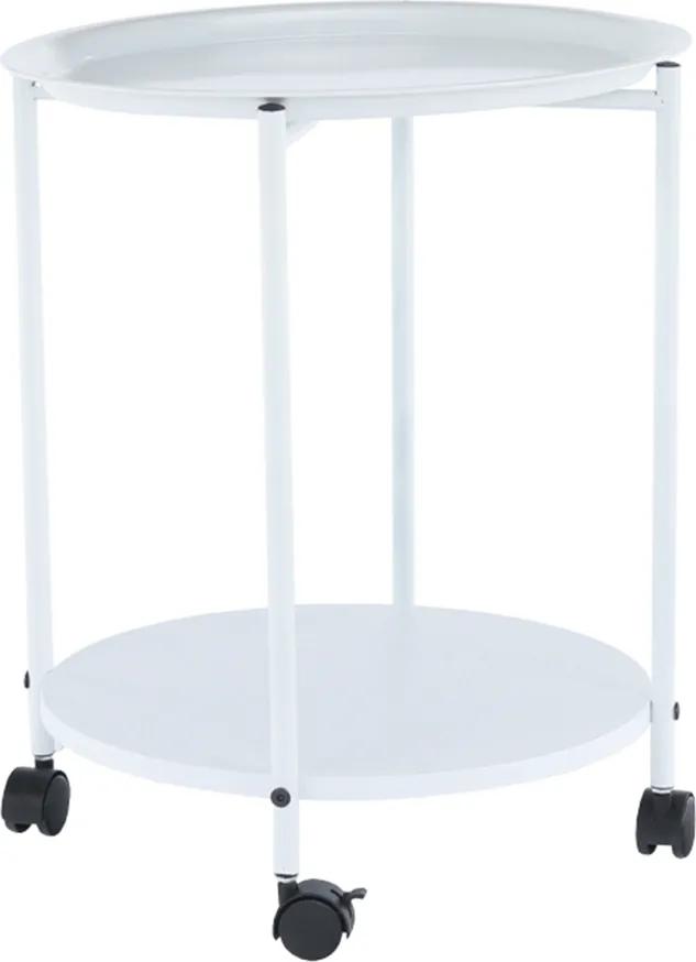Tempo Kondela Příruční stolek s kolečky, bílá, DERIN