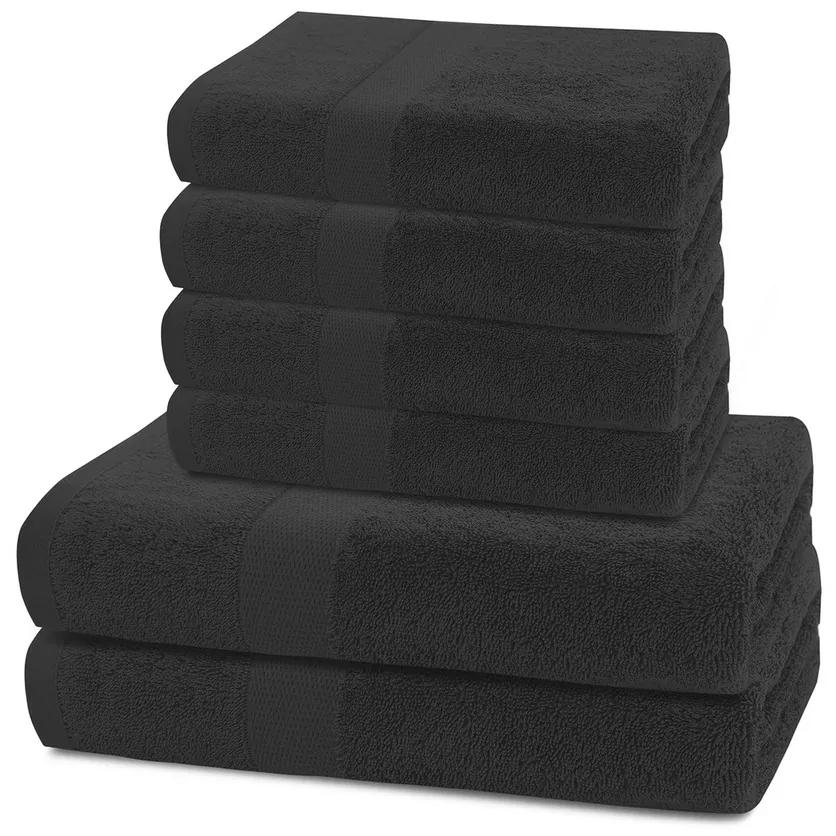 DecoKing Sada ručníků a osušek Marina černá, 4 ks 50 x 100 cm, 2 ks 70 x 140 cm