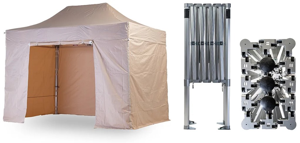 Nůžkový párty stan 2x4 m TENTino BIG HEXAGON Barva opláštění: 3A - BÉŽOVÁ