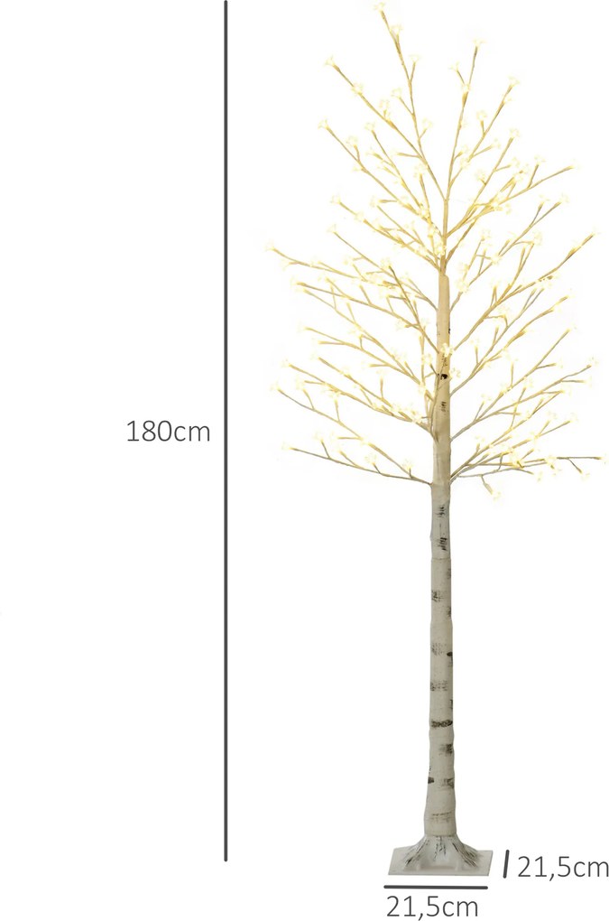 HOMCOM LED třešeň se 180 LED diodami 180 cm umělý stromek s osvětlením 3 úrovně jasu pro slavnostní vánoční výzdobu | Aosom.de