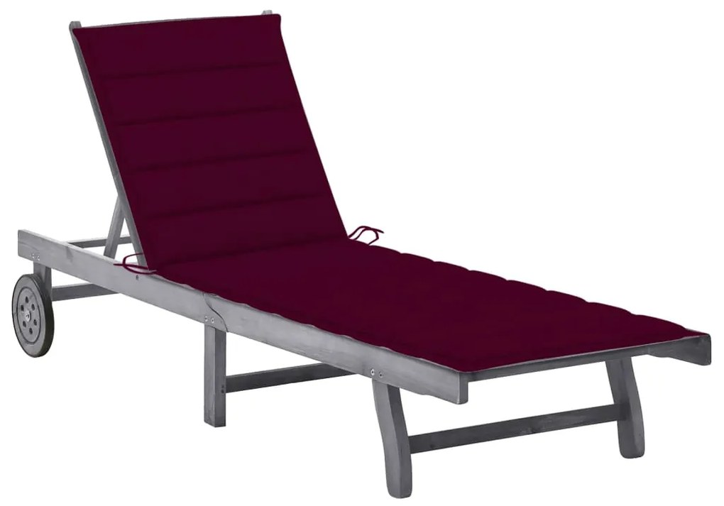 Zahradní lehátko s poduškou šedé masivní akáciové dřevo 3061368