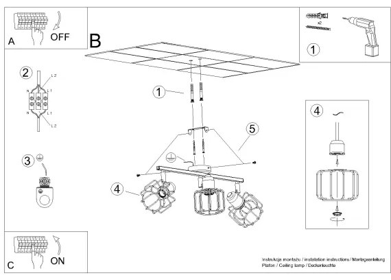 Sollux SL.1116 - Bodové svítidlo BELUCI 3xE14/40W/230V černá