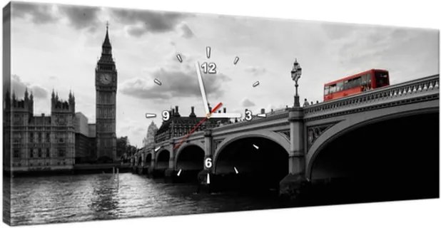 Tištěný obraz s hodinami Londýnským autobusem k věži Big Ben 100x40cm ZP1014A_1I