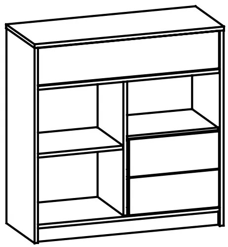 Komoda 1D3S TIPS dub sonoma/bílá mat