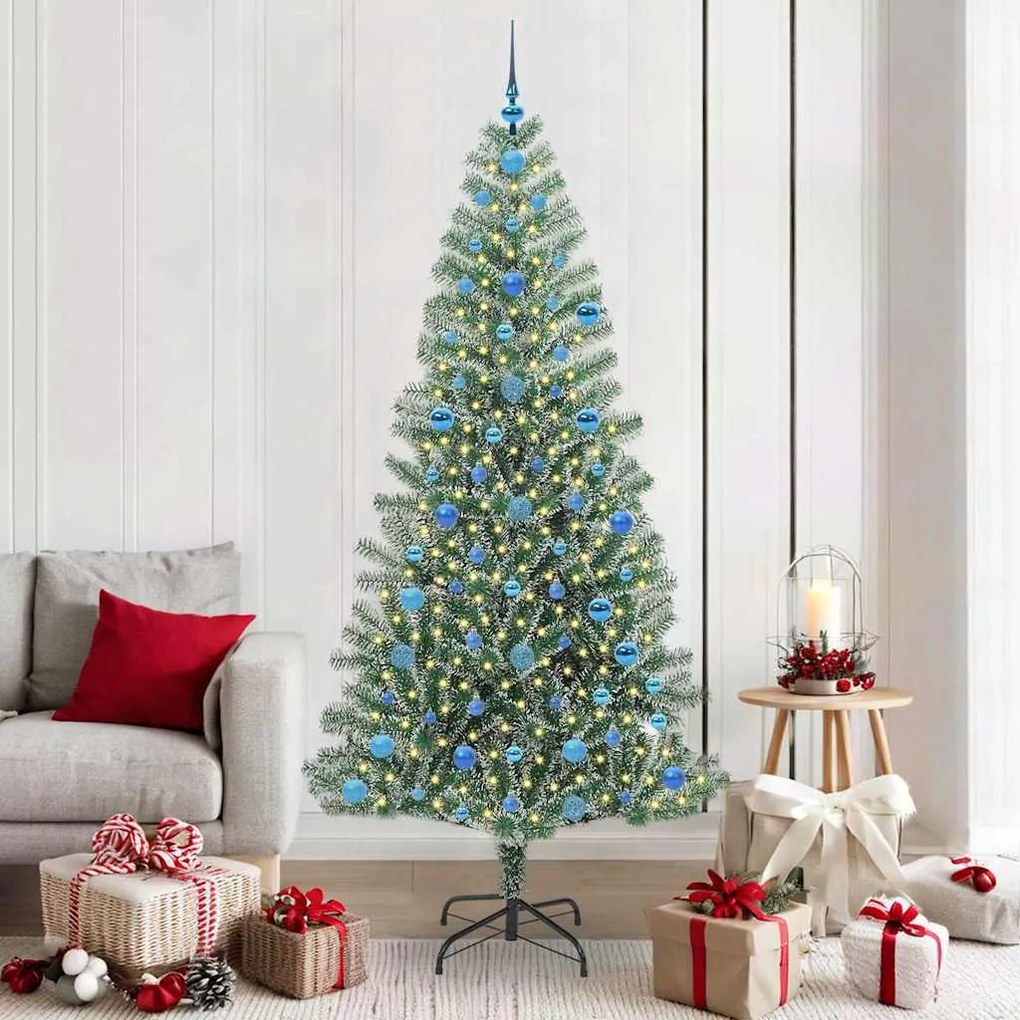 Umělý vánoční stromeček se sněhem a LED osvětlením 210 cm 3396831