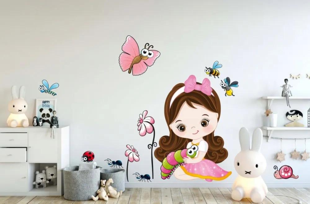 Krásná dětská nálepka na zeď s motivem děvčátka 100 x 200 cm