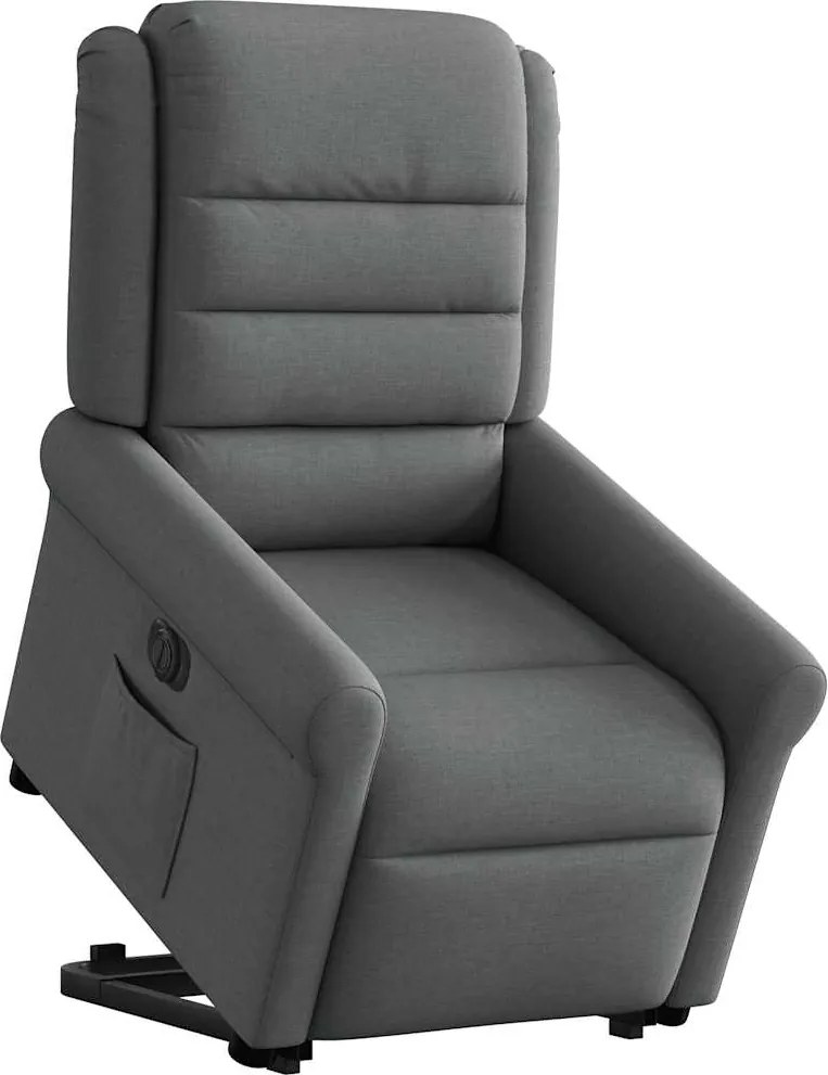 Elektrické zvedací polohovací křeslo tmavě šedé textil 3303335