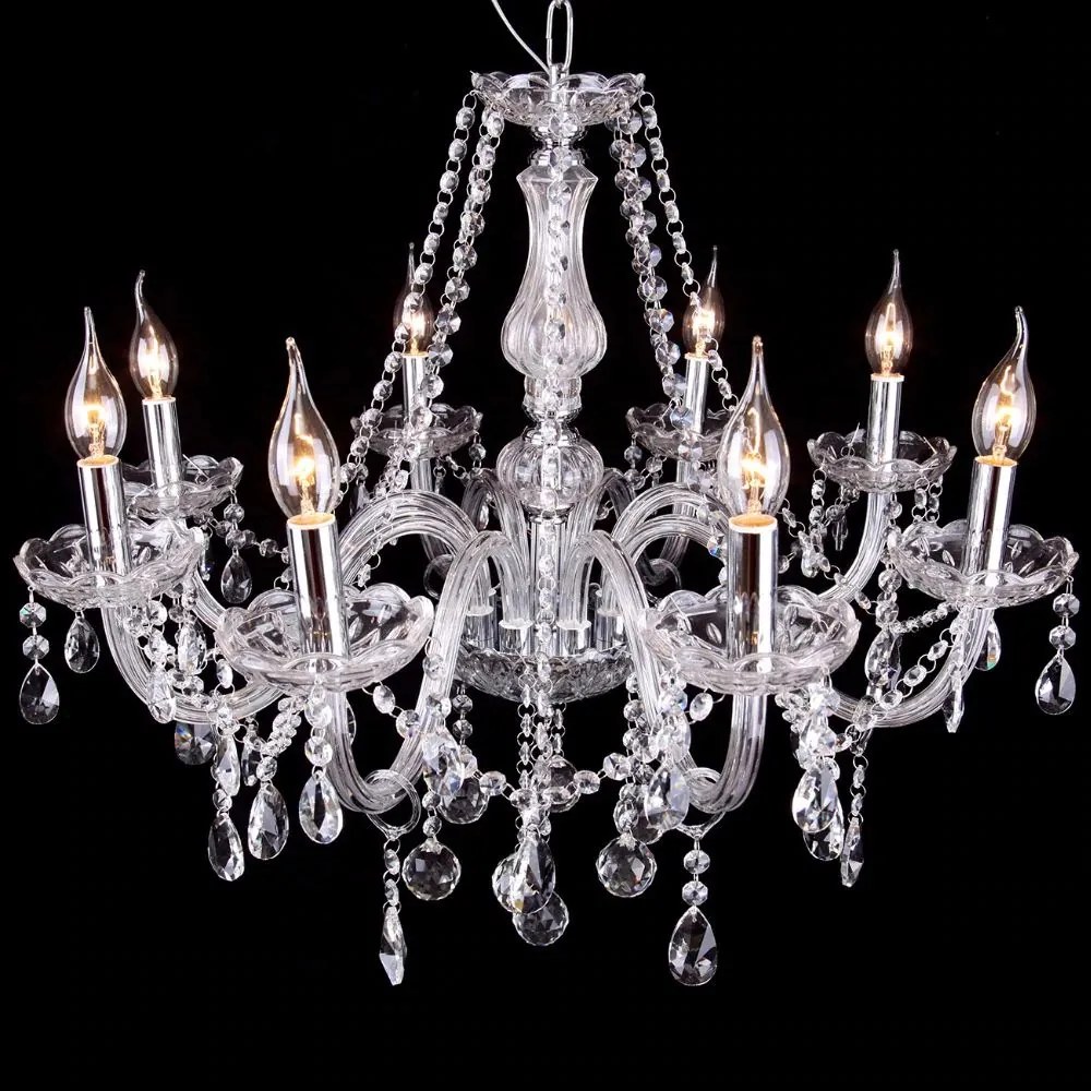 Toolight - Křišťálový závěsný lustr 8xE14 60W, stříbrná, OSW-04600