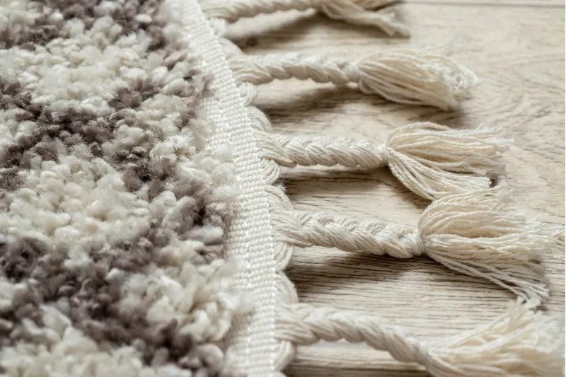 Dywany Łuszczów, Kusový koberec Berber Tanger B5940 cream and brown kruh, 160x160 (průměr) kruh, hnědá, obývací pokoj