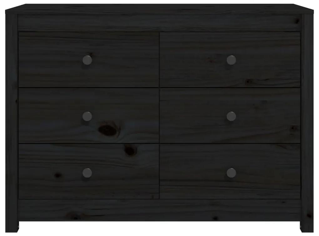 Odkládací skříňka černá 100 x 40 x 72 cm masivní borové dřevo