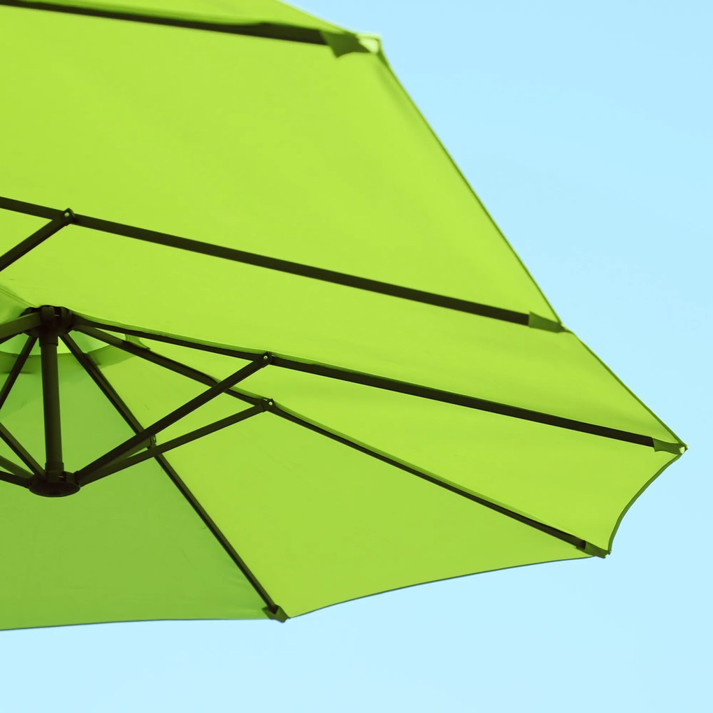 Zahradní slunečník Outsunny 460 x 270 cm oválný s ruční klikou, dvojitý slunečník v zelené barvě na terasu a zahradu | Aosom.de