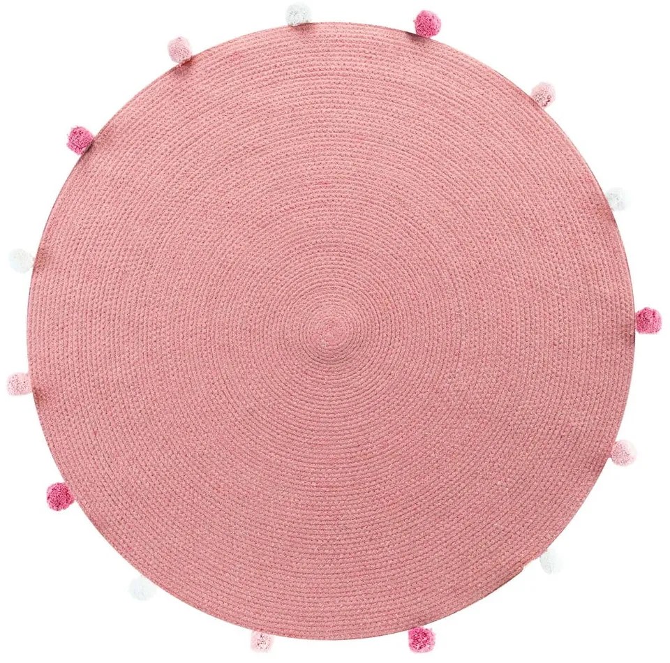 Růžový kulatý koberec ø 90 cm Pompomparty – douceur d'intérieur