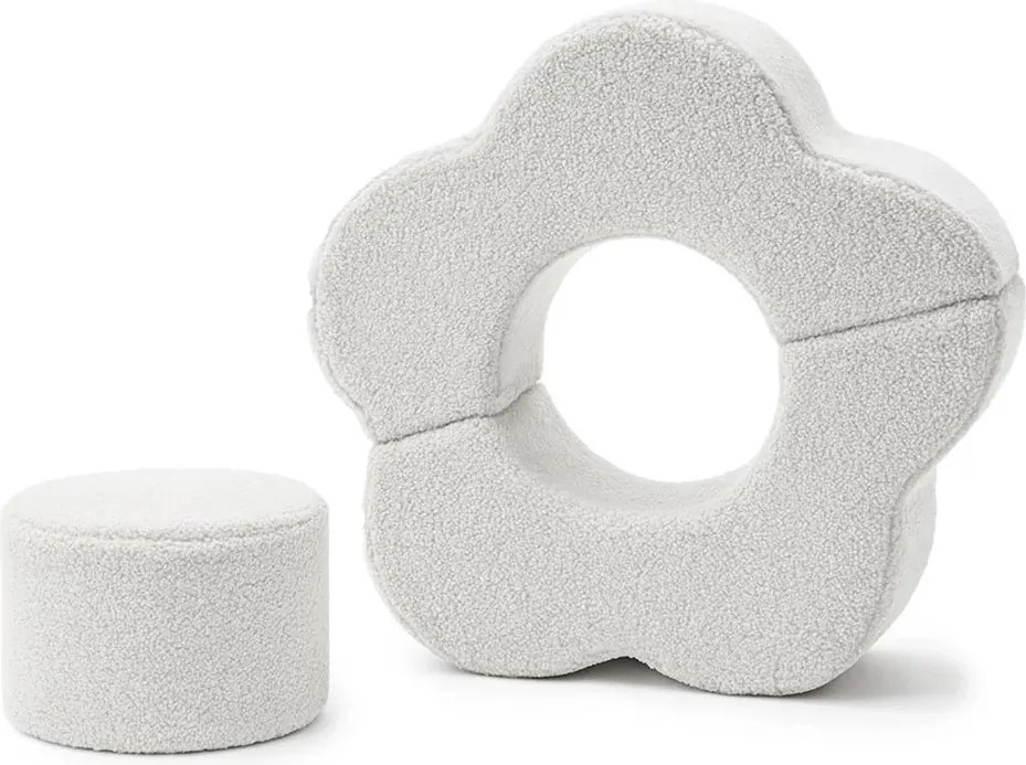 Bílé pěnové hřiště 3 ks z materiálu bouclé výška 27 cm 88x90 cm – Meowbaby