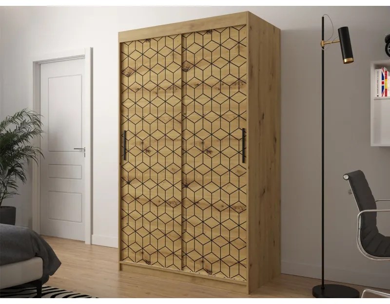 Šatní skříň s posuvnými dveřmi Arituda I 120, Úložný prostor: ano, Barva: dub artisan