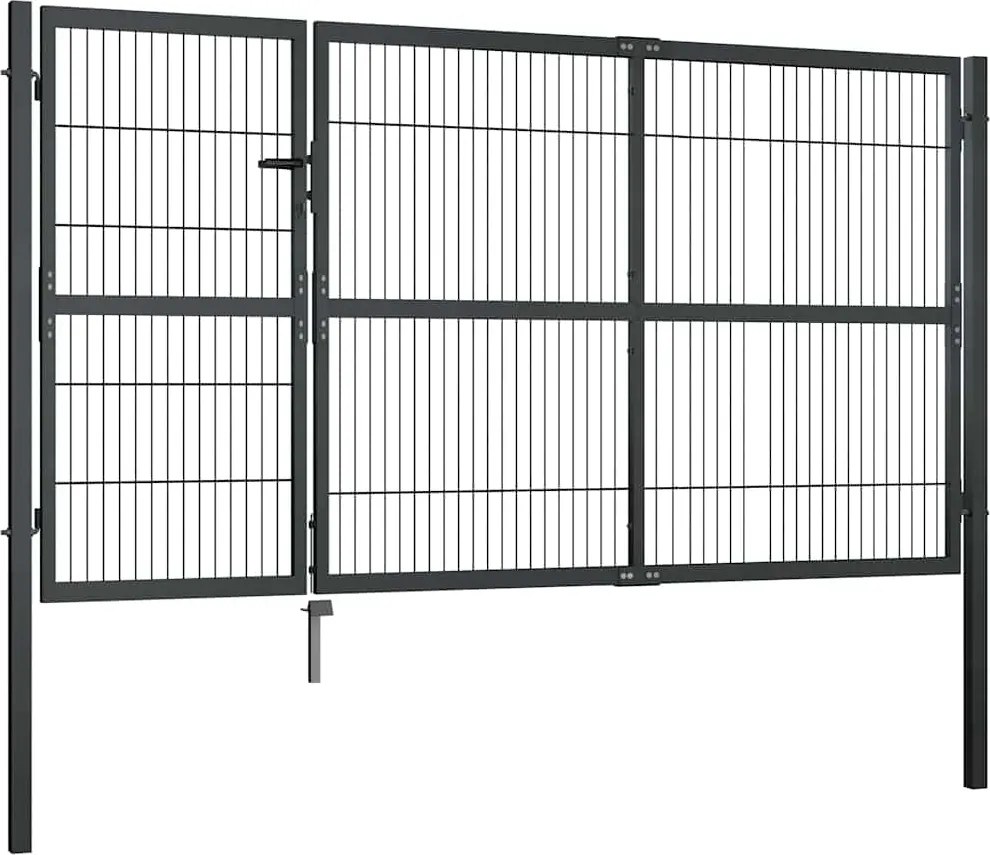 Zahradní brána se sloupky ocel 350 x 140 cm antracitová 144401