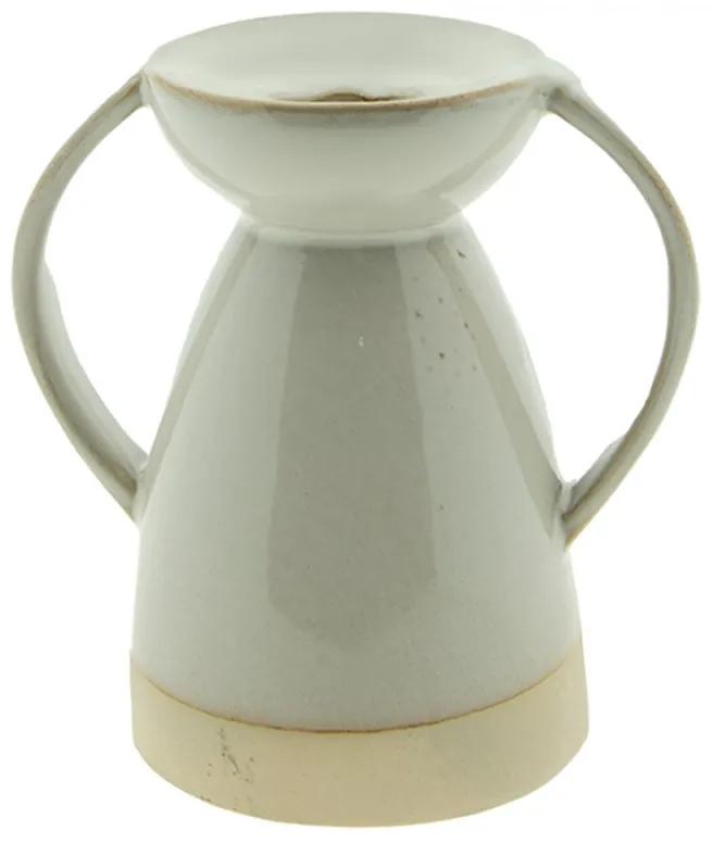 Béžový porcelánový svícen na úzkou svíčku Gerjen – 12x8x13 cm