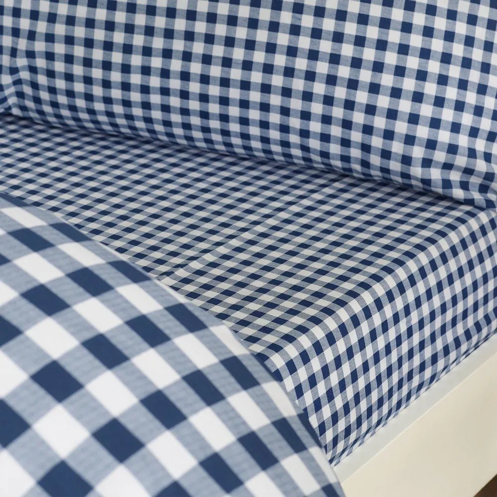Tmavě modré 3dílné povlečení na dvoulůžko 200x200 cm Bamford Gingham Check – Catherine Lansfield