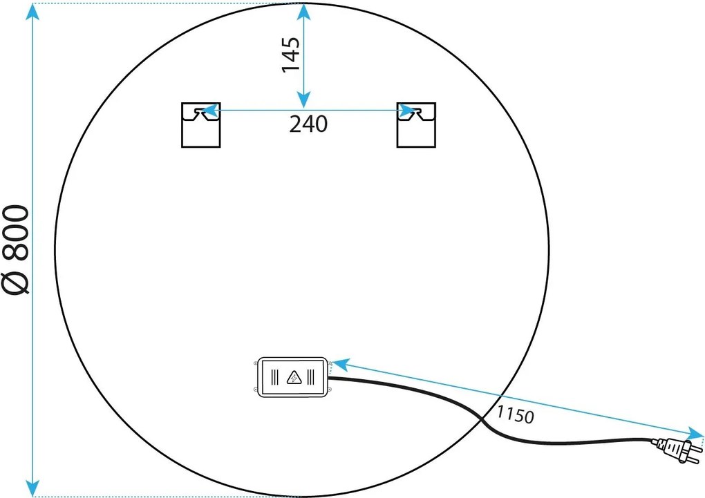 Tutumi Rea, LED zrcadlo 80cm s černým rámem MMJ P11397, HOM-05514