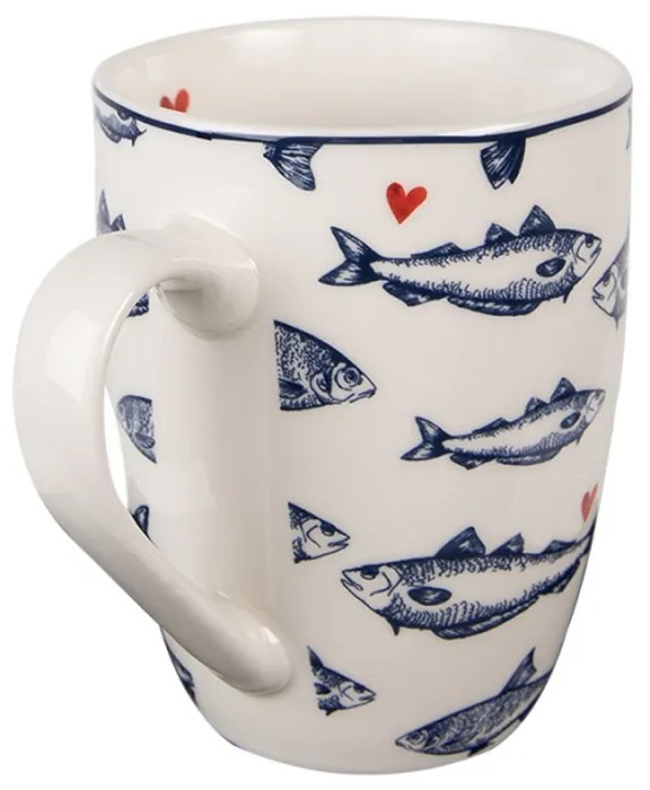 Porcelánový hrnek se vzorem modrých rybiček se srdíčky Sun Sea and Fish – 350 ml