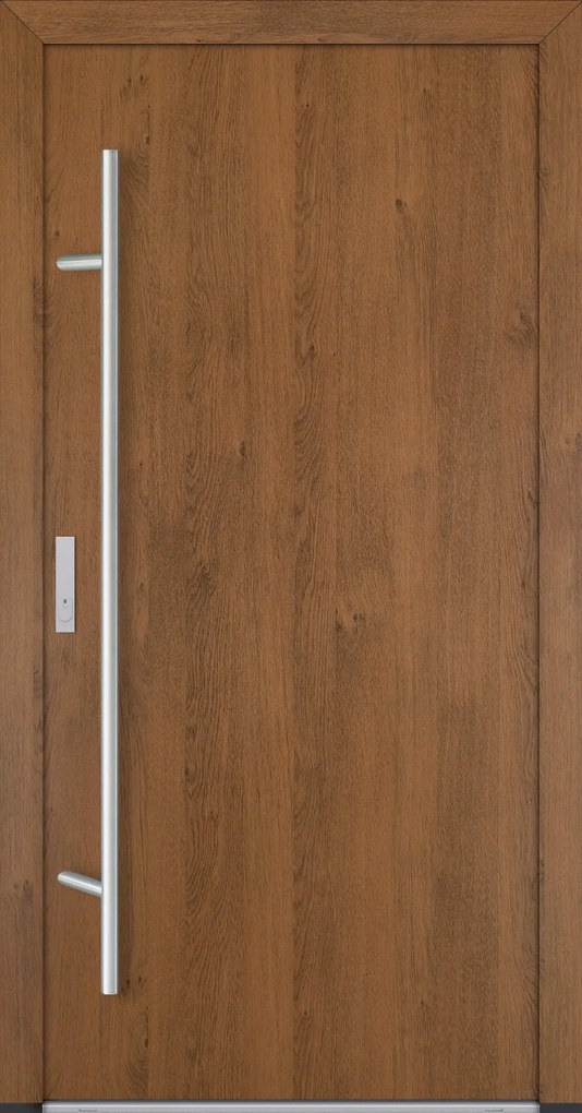 FM Turen - Feldmann & Mayer Vchodové dveře s ocelovým opláštěním FM Turen model DS00 Orientace dveří: Levé, otevírání dovnitř, Dekor: Zlatý dub, Standardní rozměr dveří včetně rámu: 88 cm x 208 cm - vnější rozměr rámu